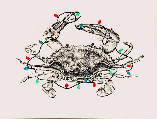 Crab Christmas Card - Lowcountry Sketches