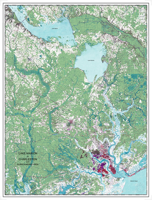 Aerial view of Lakes Moultrie and Marion to Charleston - Lowcountry ...